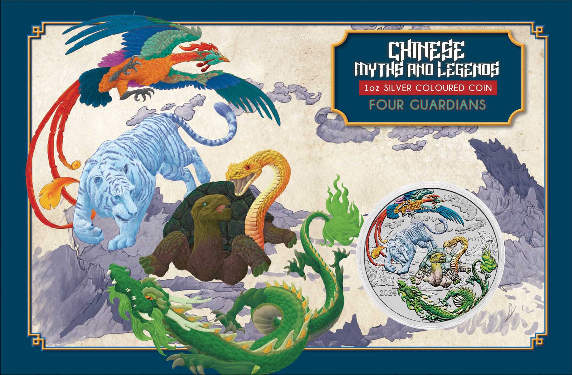 2024 $1 Chinese Myths and Legends Four Guardians Lan 1oz Silver Colour ...