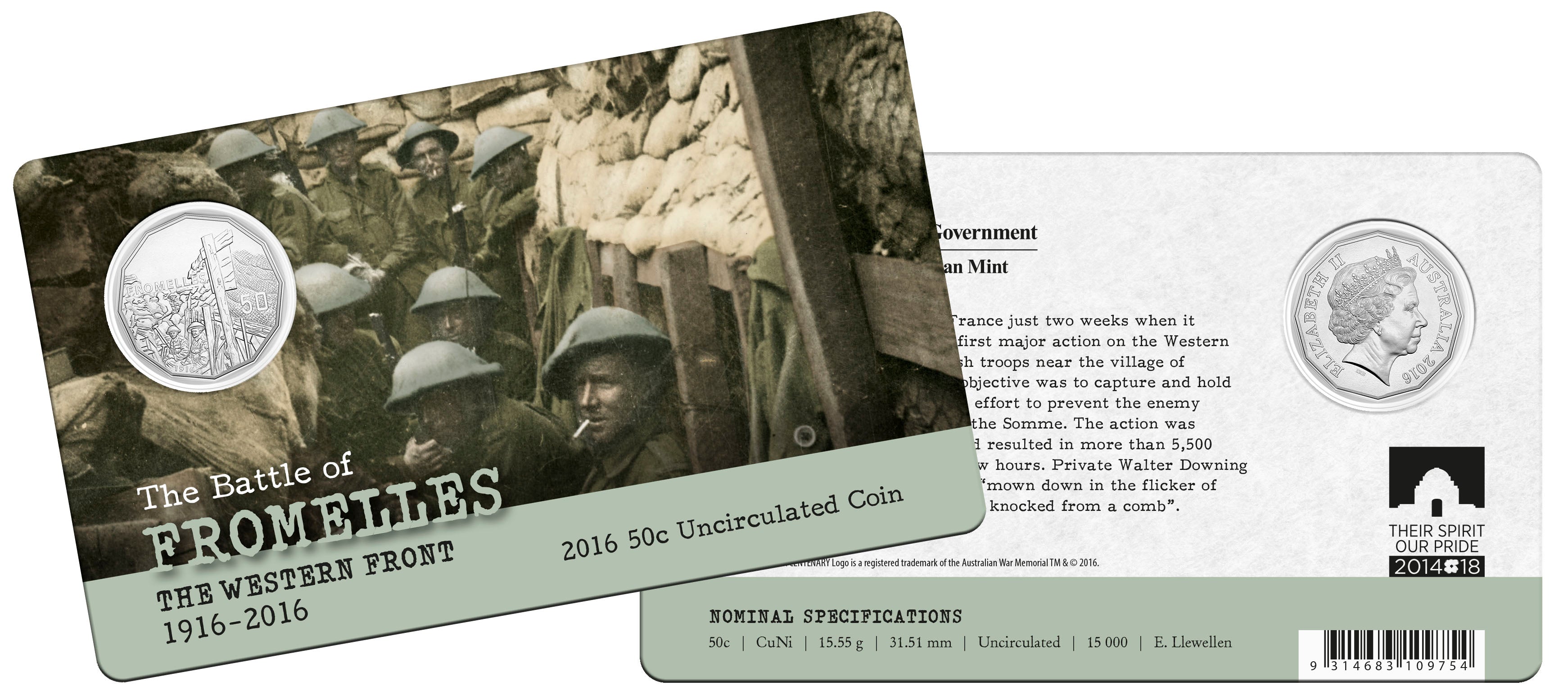 2016 50c The Battle of Fromelles The Western Front Uncirculated Coin ...