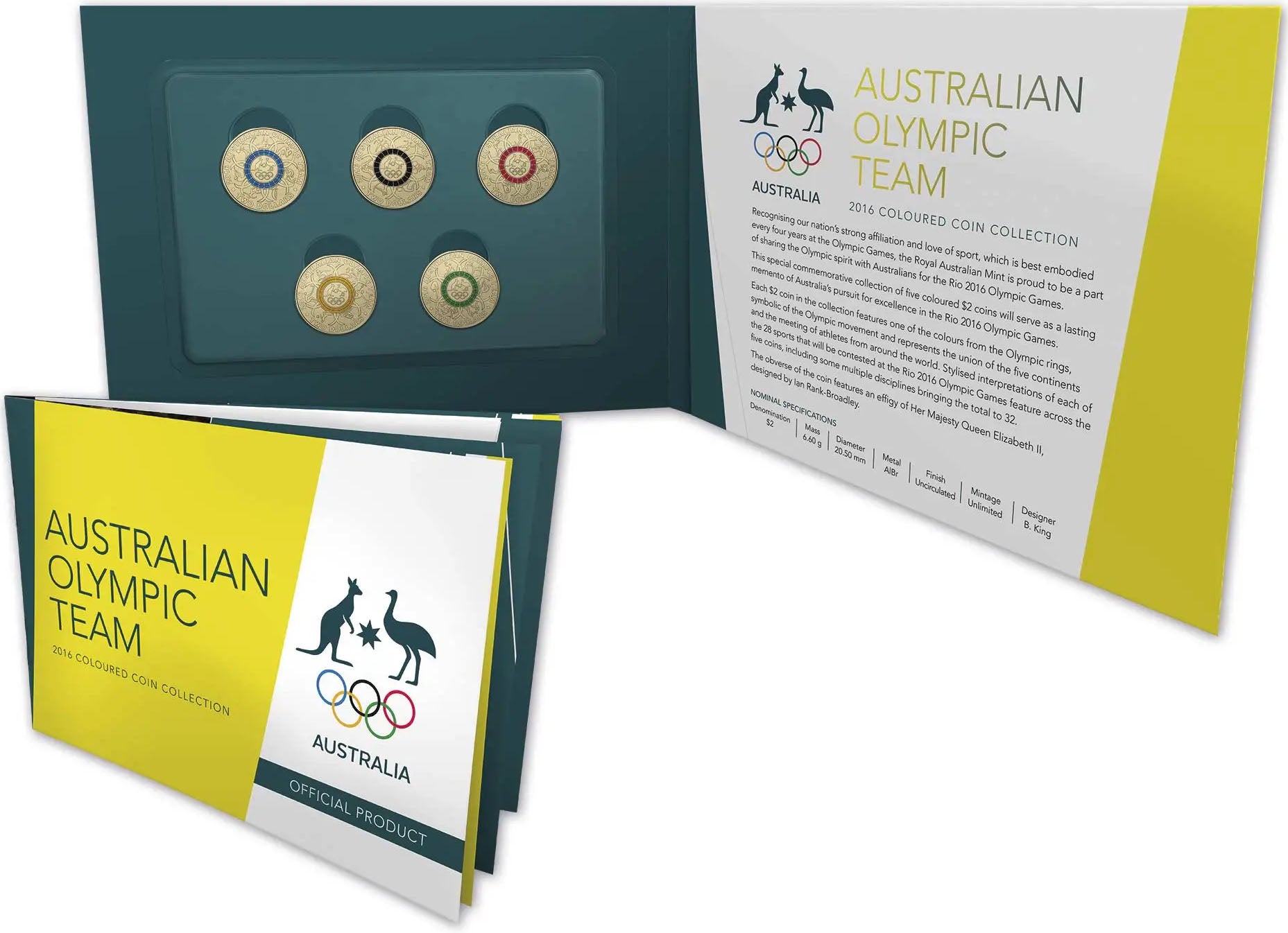 2016 $2 Australian Olympic Team Coloured Uncirculated 5 Coin Set – Town ...