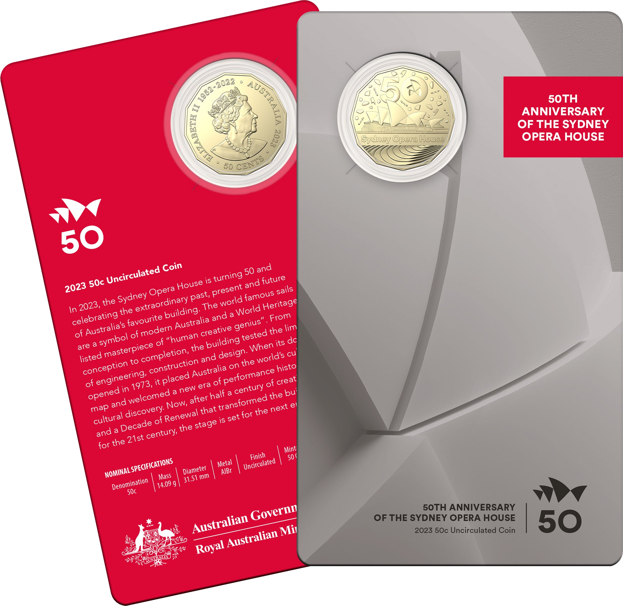 2023 50c 50th Anniversary of The Sydney Opera House Gold Plated Uncirc ...