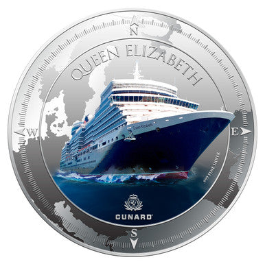 Pitcairn Island 2013 $2 Cunard Lines Queen Elizabeth 1oz Silver Colour ...